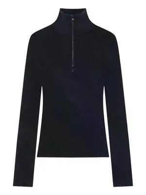 COURREGES Zipped Mock-neck Sweater - Blue