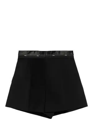 MSGM Pleated Satin-trimmed Shorts - Black
