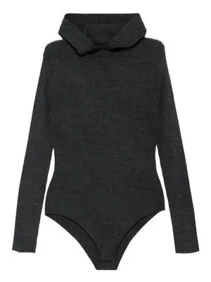 P.a.r.o.s.h Hooded Ribbed Bodysuit - Grey