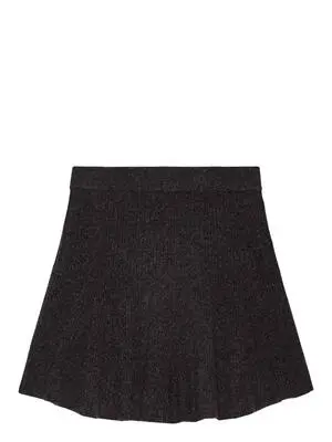 GANNI Ribbed Flared Mini Skirt - Grey