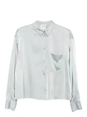 FORTE_FORTE Satin Long Sleeve Shirt - Grey