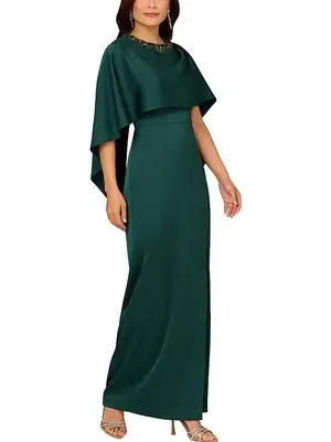 Aidan Mattox Cape Column Gown - Spruce