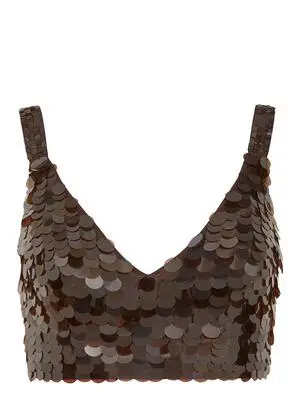 P.a.r.o.s.h Sequin-embellished Cropped Top - Brown