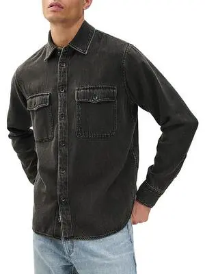 Rag & Bone Infuse Denim Slim Fit Button Down Shirt - Brown Black