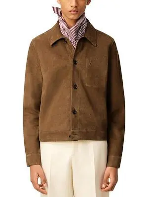 Ami Regular Fit Leather Jacket - Hazelnut