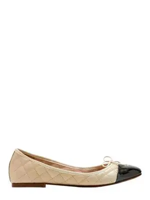 HOUSE OF BALLERINAS Quilted Ballet Flats With Contrasting Toecap - Neutrals