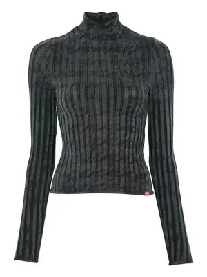 DIESEL Ribbed High-neck Top - Grey
