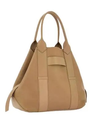 Hogan Leather Script Tote Bag Brown