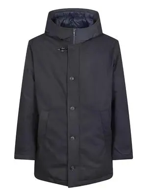FAY Button-fastening Hooded Jacket - Blue