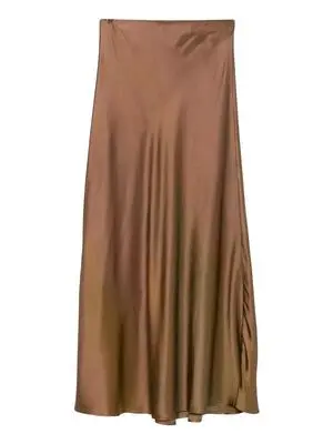 OTTOD'AME Satin Bias-cut Midi Skirt - Brown