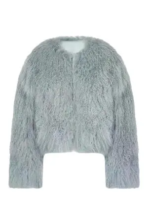 HALFBOY Cropped Fur Jacket - Light Blue Grey