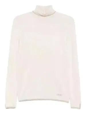 Liu Jo Metallic-trimmed Turtleneck Jumper - Neutrals