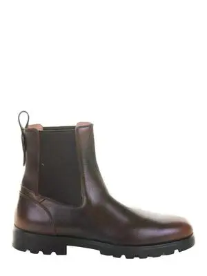 SANTONI Leather Chelsea Boots With Elastic Panels