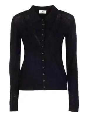 Elisabetta Franchi Button-front Virgin Wool-blend Cardigan - Black