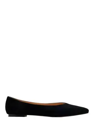 HOUSE OF BALLERINAS Pointed-toe Suede Ballet Flats - Black