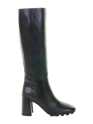 Hogan Leather Block Heel Boots - Black