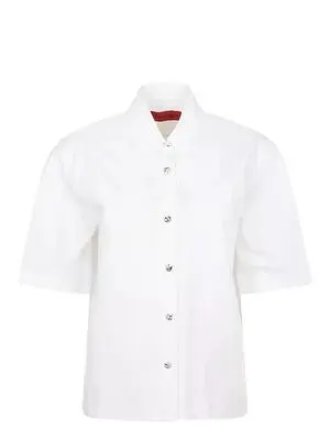 THELATEST Jewel-button Short-sleeve Shirt - White