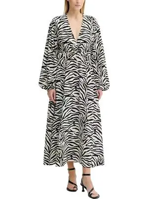 GESTUZ Zebra-print Maxi Dress - Black