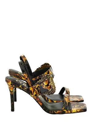 Versace Baroque-print Buckle Sandals - Black