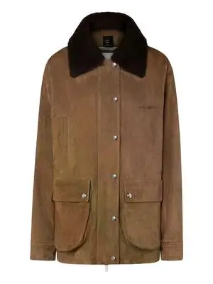HALFBOY Suede Jacket With Corduroy Collar - Brown