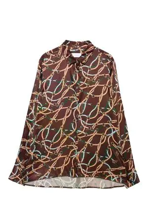 ROBERT FRIEDMAN Chain Print Long-sleeve Shirt - Brown