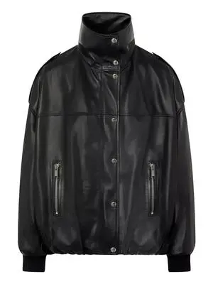 HALFBOY Snap-button Leather Jacket - Black