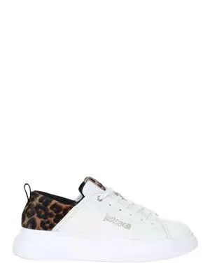 Just Cavalli Leopard-print Panel Low-top Sneakers - White