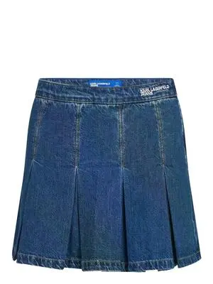 Karl Lagerfeld Pleated Denim Mini Skirt - Blue