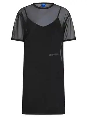 Karl Lagerfeld Mesh Jersey Mini Dress - Black