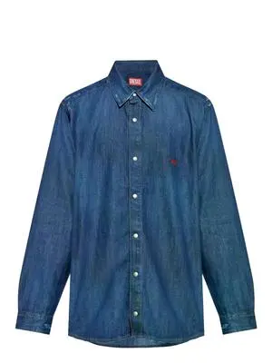 DIESEL D-simply Embroidered-logo Denim Shirt - Blue
