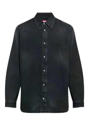 DIESEL D-simply Embroidered Denim Shirt - Black