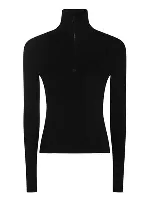 COURREGES Zip-neck Wool Sweater - Black