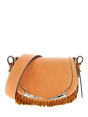 ROBERTO CAVALLI Fringe-Trimmed Leather Shoulder Bag