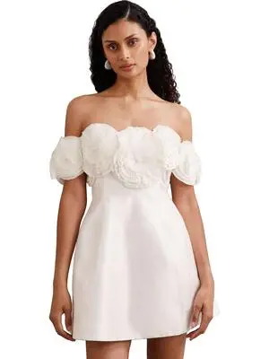 Acler Rosette Off-shoulder Mini Dress - Ivory