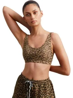 The Upside Leopard-print Scoop Bra - Brown Print