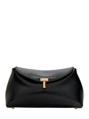 TOTÊME T-lock Mini Patent Leather Clutch - Black