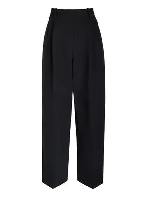 Khaite August Pleated Crepe Trousers - Black
