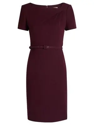 Roland Mouret Belted Wool-crepe Dress - Burgundy
