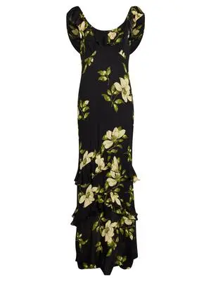 REFORMATION Tripoli Floral-print Silk-georgette Maxi Dress - Black