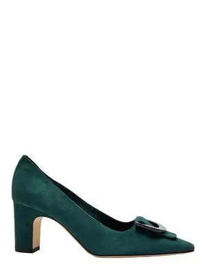 Manolo Blahnik Beti 70 Suede Pumps - Dark Green