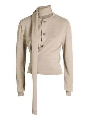 LEMAIRE Twisted Scarf-effect Knit Cardigan - Taupe