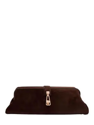 Gabriela Hearst Baguette Suede Clutch - Dark Brown
