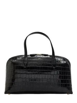 TOTEME Lounge Medium Crocodile-effect Leather Top Handle Bag - Black