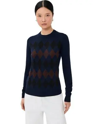 Proenza Schouler Argyle Knit Top - Navy Multi