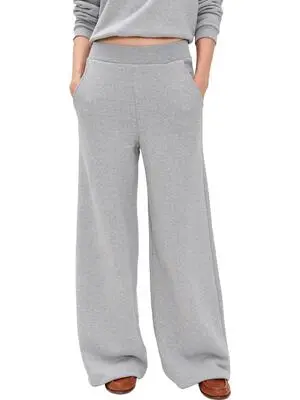 JAMIE HALLER Wide Leg Terry Trousers - Heather Grey