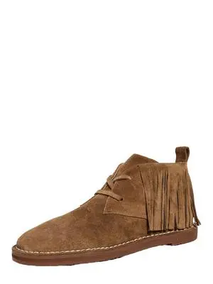 Farm Rio Suede Desert Boots With Fringe - Sand