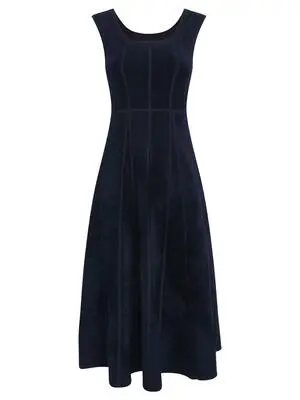 Maje Terry Structured Midi Dress - Blue