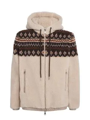 Moncler Wool-blend Jacquard Hoodie - Brown