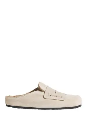 Jacquemus Suede Shearling Mule Loafers - Beige