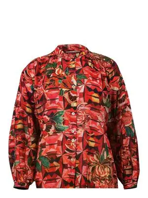 Chufy Floral-print Long-sleeve Shirt - Red